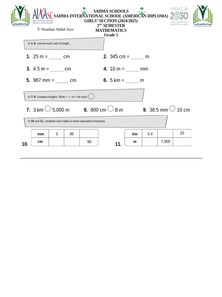 L12-4 Convert Metric Units of Length. | PDF