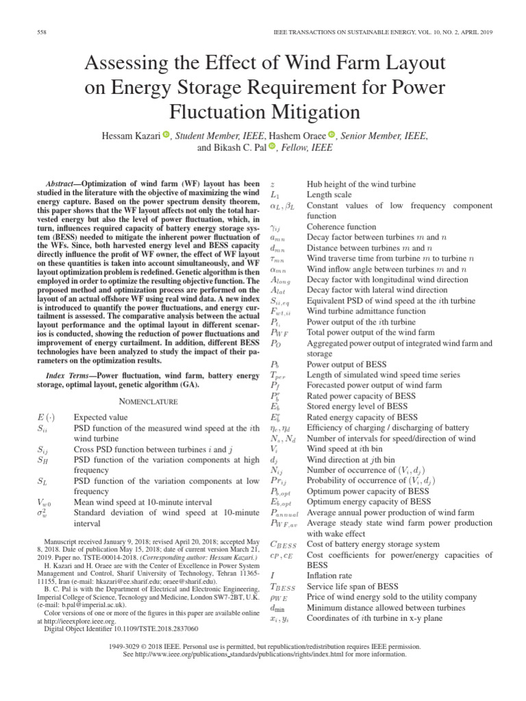 Wind Farm Layout and Energy Storage Impact | PDF | Spectral Density ...