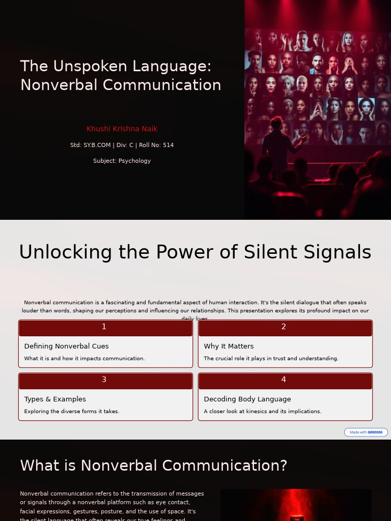 The Unspoken Language Nonverbal Communication | PDF | Nonverbal ...
