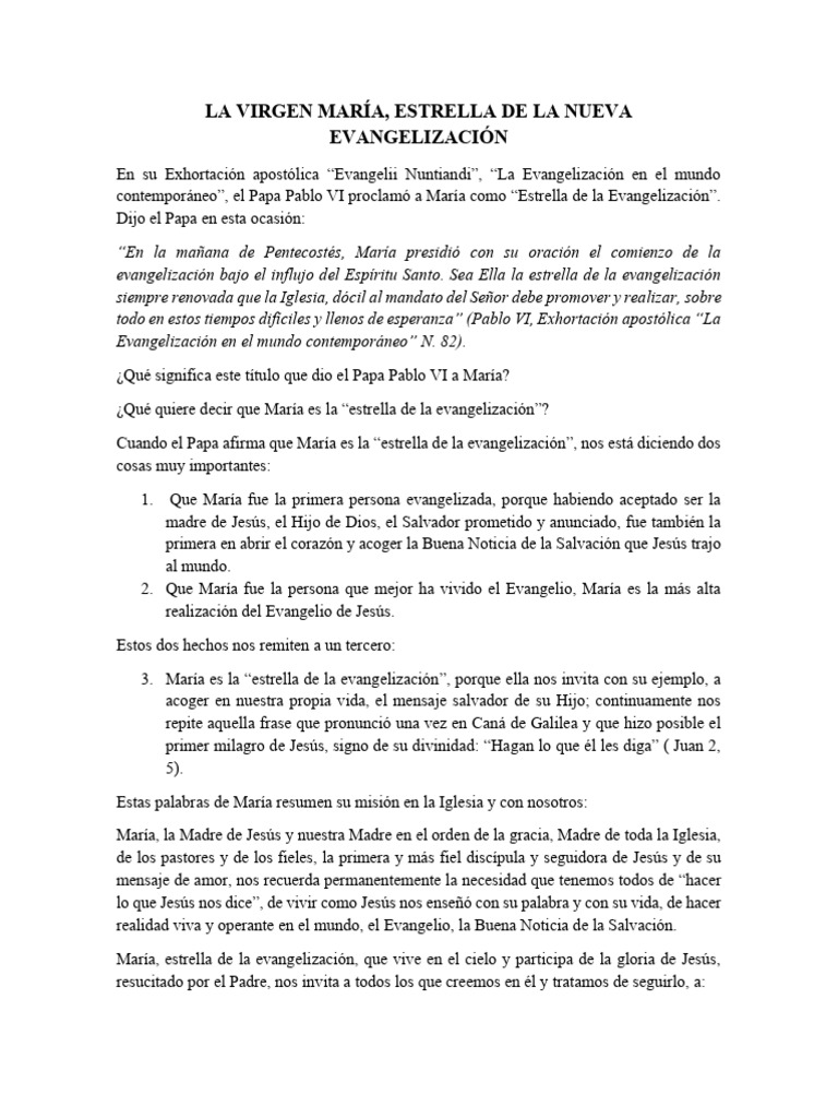 María, Estrella de la Evangelización | PDF | María, madre de Jesús ...