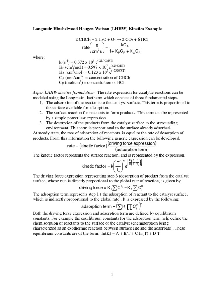 LHHW Kinetics | PDF | Reaction Rate | Adsorption
