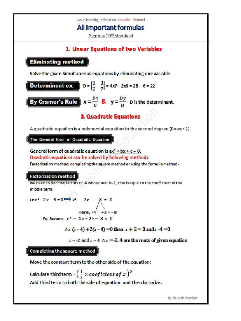 Algebra All Imp 2021 PDF | PDF