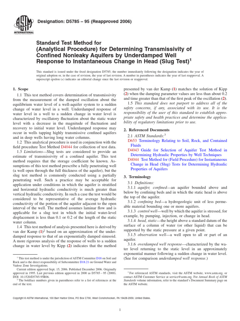 Transmissivity Testing of Aquifers | PDF | Damping | Hydrology