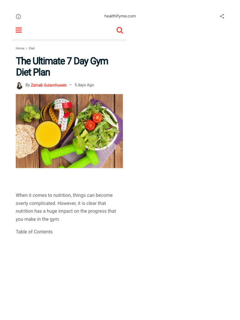 The Ultimate 7 Day Gym Diet Plan - Blog - HealthifyMe | PDF