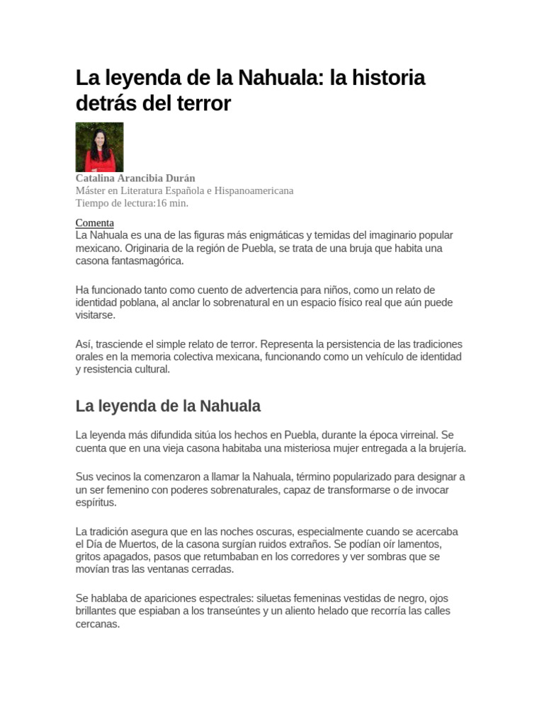 La leyenda de la Nahuala en Puebla | PDF | Leyendas