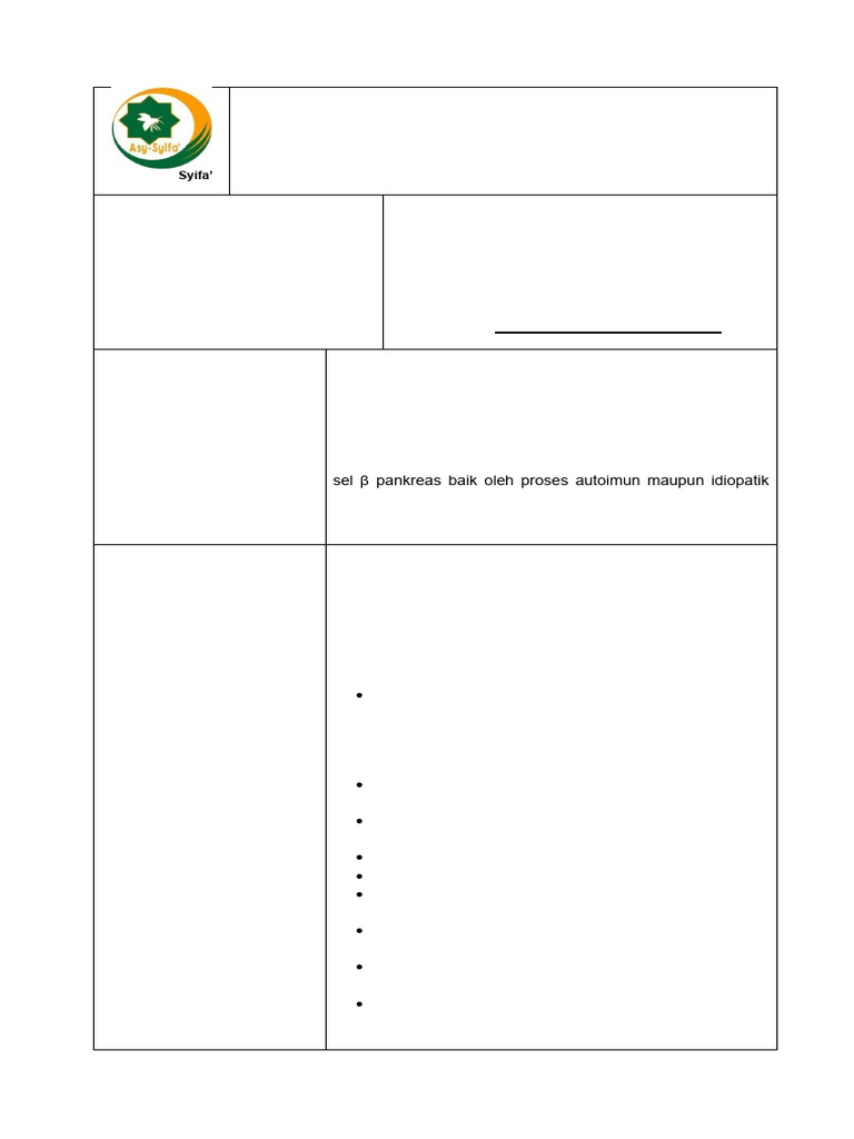 PAK DM Tipe I - ICD 10 E10 Tanpa Komplikasi | PDF