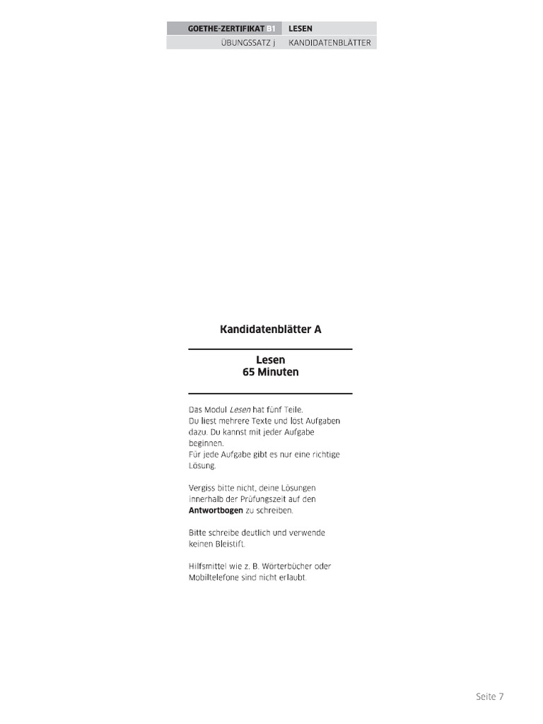Test 4 Goethe b1 | PDF