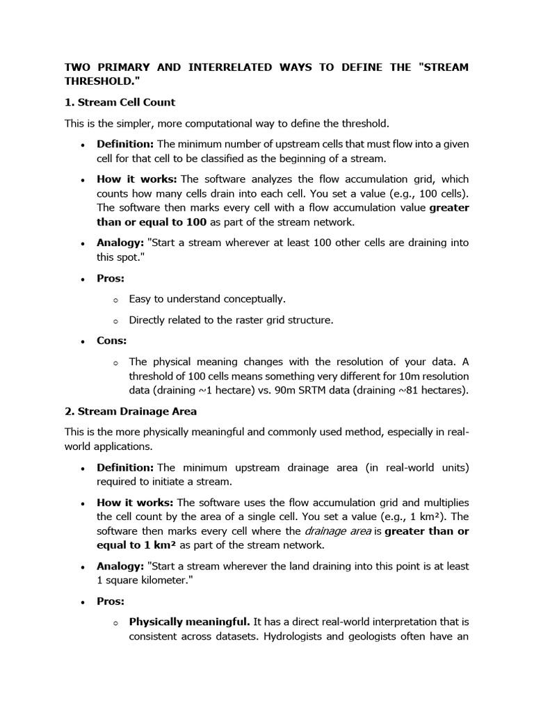Stream Threshold Definitions Explained | PDF | Stream | Area
