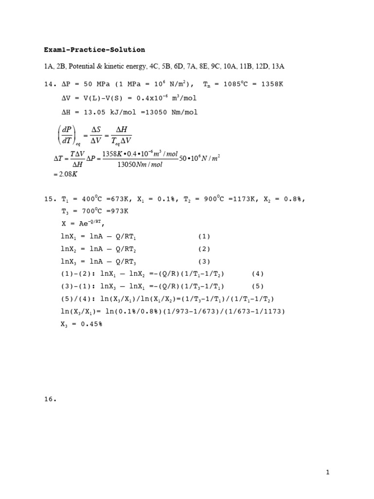 Exam1 Practice Solution | PDF