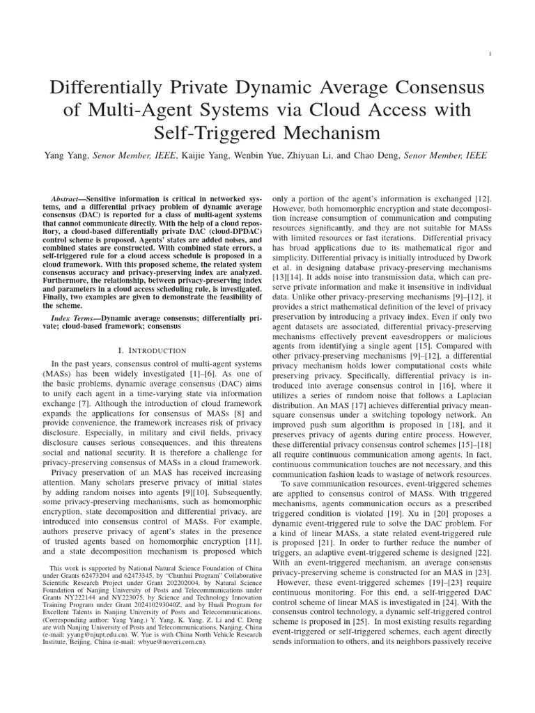 Differentially Private Dynamic Average Consensus of Multi-Agent Systems Via Cloud Access With ...