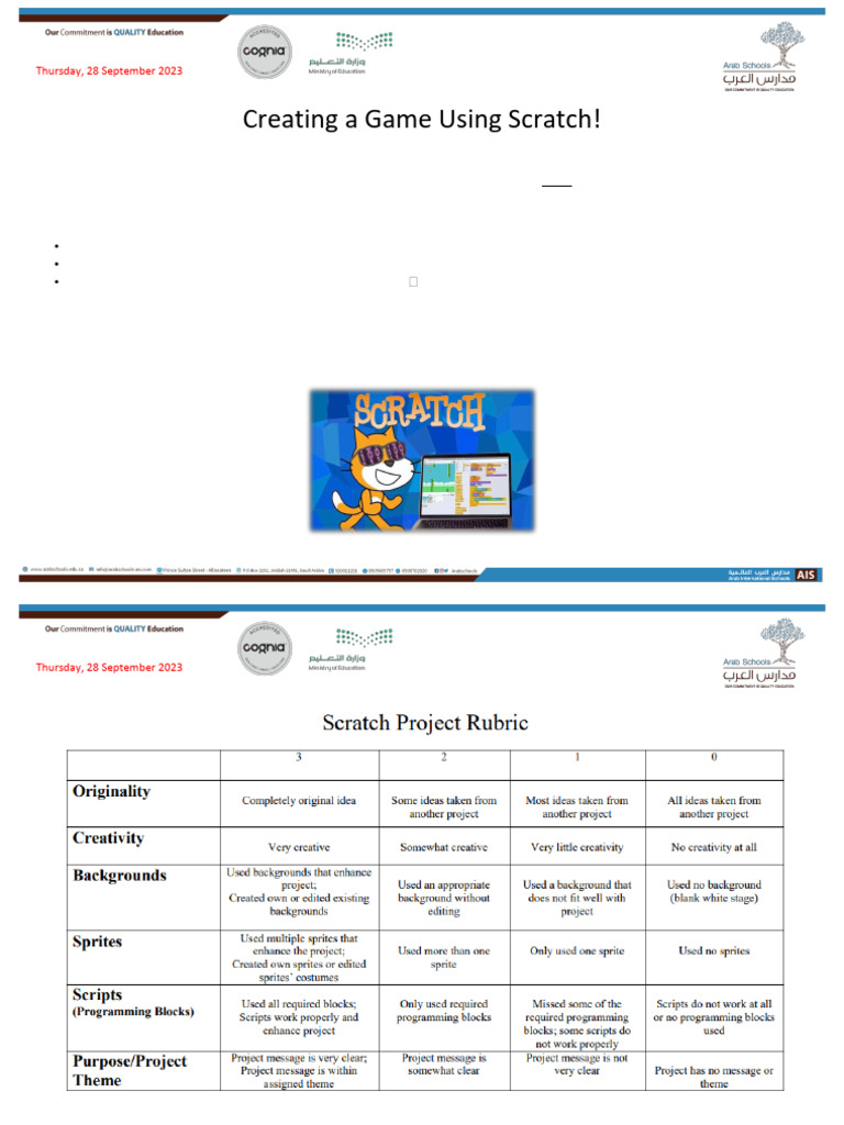 Scratch Programming Project & Rubric | PDF