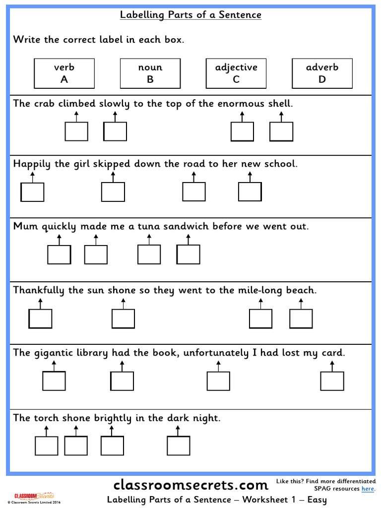Labelling Parts of A Sentence Easy | PDF | Adverb | Verb