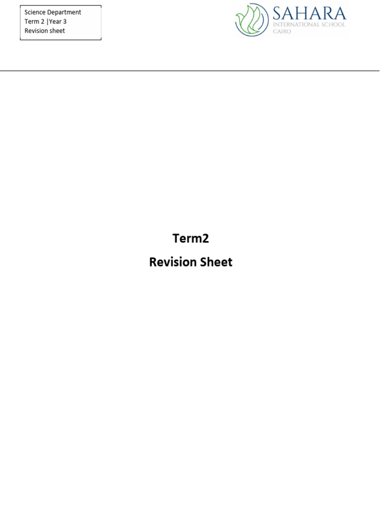 Year 3 Term 2 Revision Sheet Model Answer1eWK4 | PDF | Frog | Amphibian