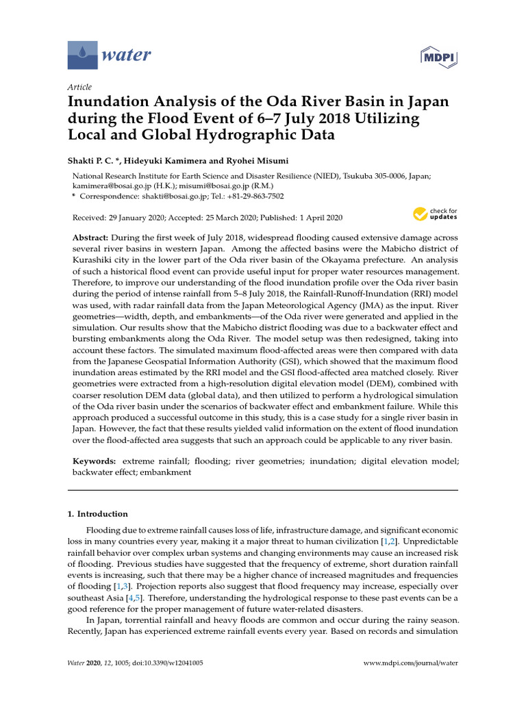 Inundation Analysis of The Oda River Basin in Japa | PDF | Flood ...