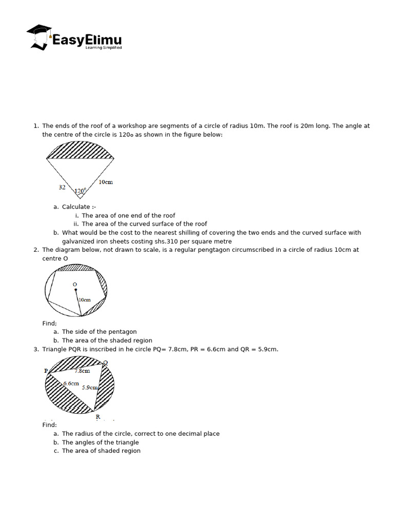 Area of Circle: Q&A for Students | PDF | Area | Circle