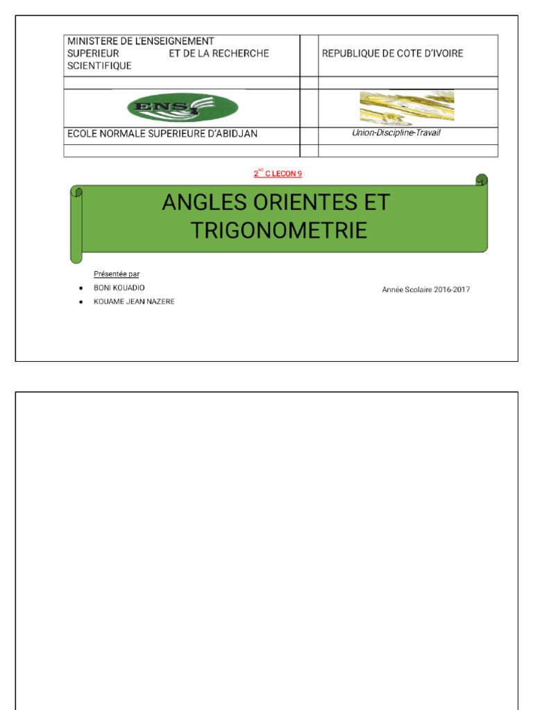 2nd C Angles Orientes Et Trigonometrie | PDF