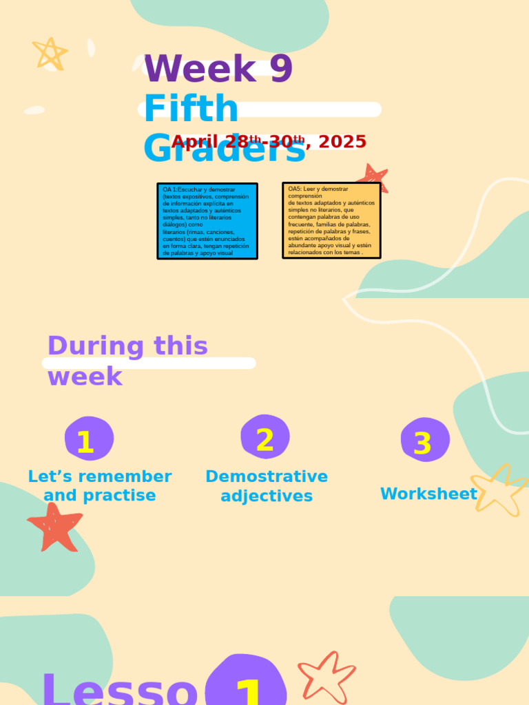 Week 9 Fifth Graders 2025 | PDF