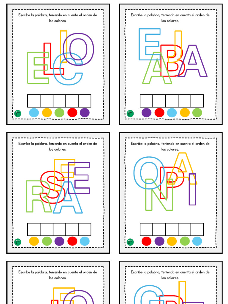 Discriminacion Visual Palabras 5 Letras Colores | PDF