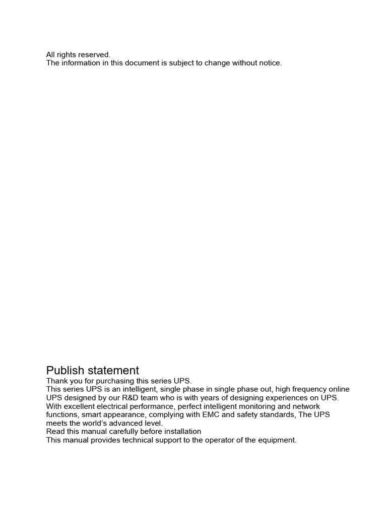 UPS Installation and Operation Manual | PDF | Mains Electricity ...