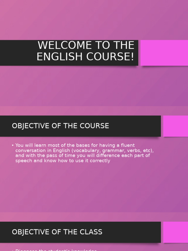 Welcome To The English Course! | PDF
