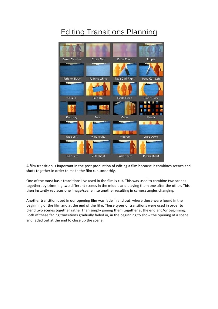 Essential Film Editing Transitions Guide | PDF | Computers | Technology ...