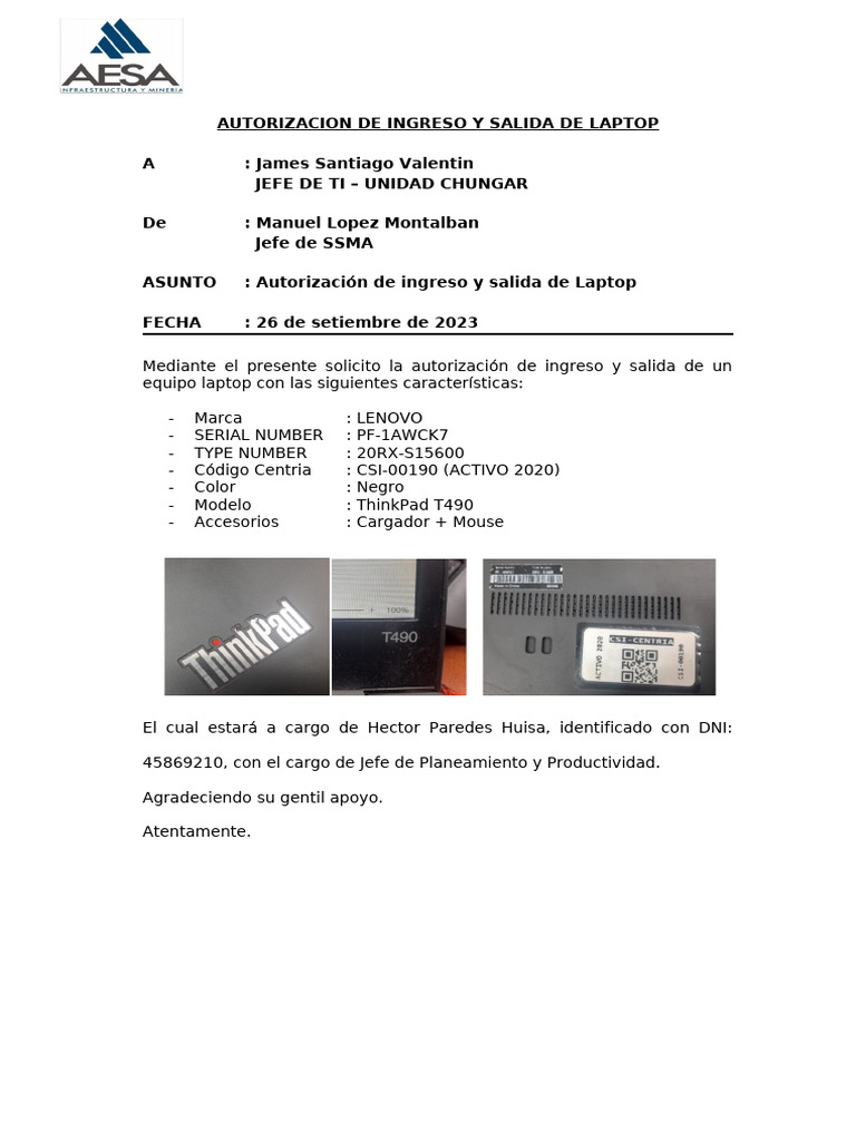 Laptop Personal Hector Paredes | PDF