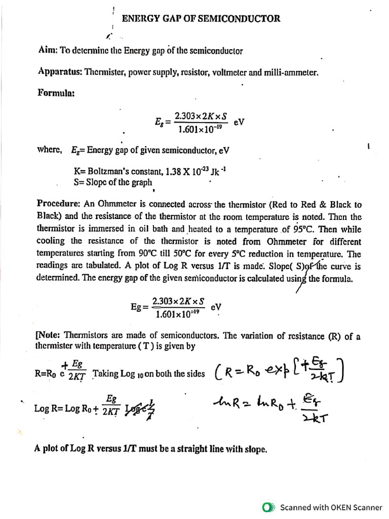 Btech Final Energy Band Gap Physics Practical 2025 | PDF