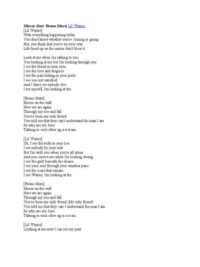 Lyrics Mirrow by Lil Wayne | PDF | Subjective Experience | Emotions