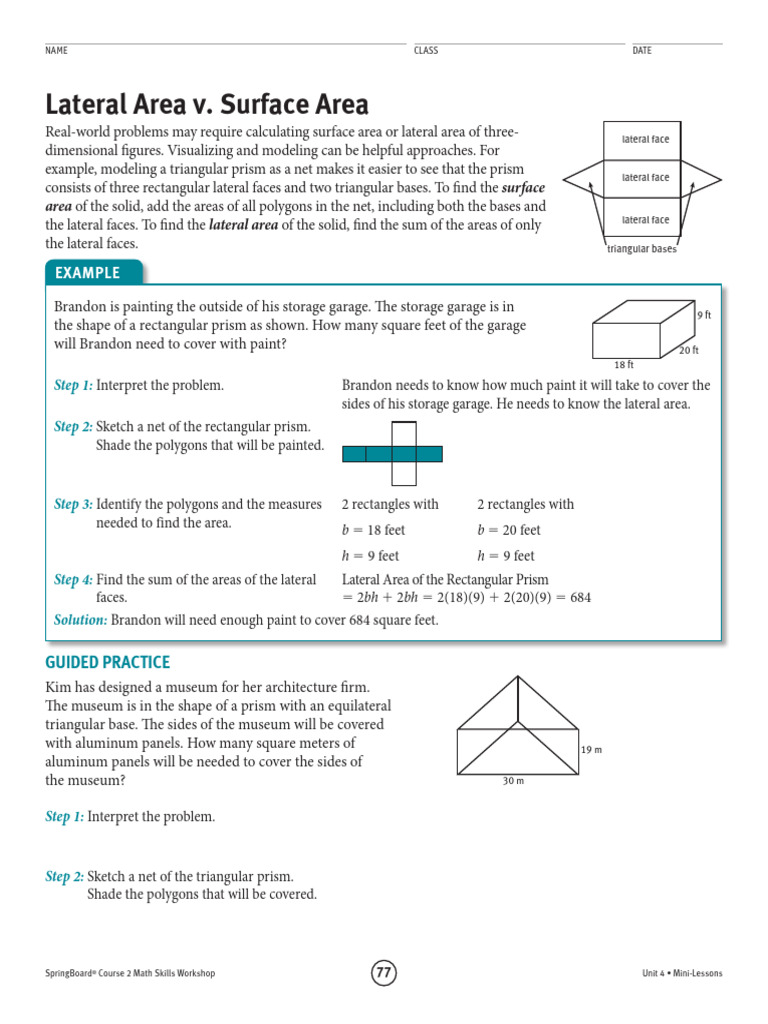 Lateral Area Versus Surface Area | PDF | Area | Rectangle