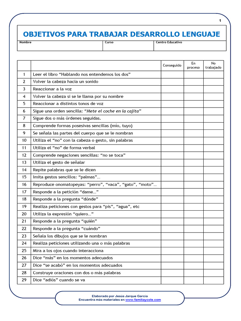 06 Ejemplo Objetivos Basicos Lenguaje | PDF