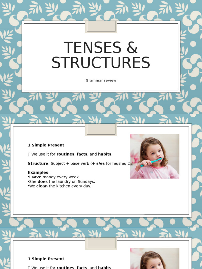 Tenses and Structures Review | PDF | Verb | Linguistics