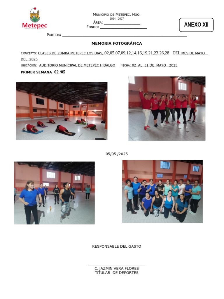 Anexo Xii. Bitacora de Trabajo Zumba Metepec | PDF