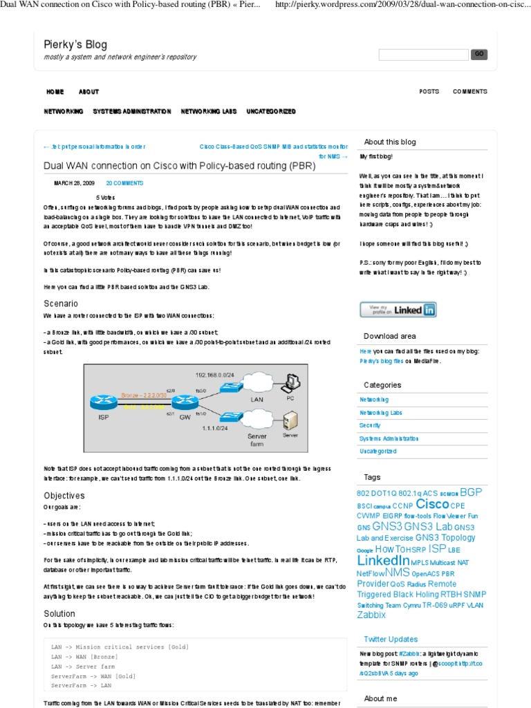 Dual WAN Connection On Cisco With Policy-Based Routing (PBR) Pierky's Blog | PDF | Ip Address ...