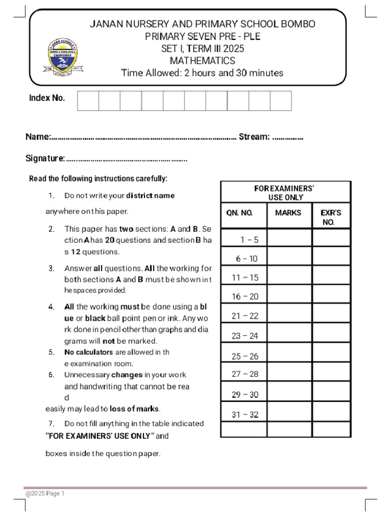 Pre Ple Set 1 Math - Phoenix | PDF