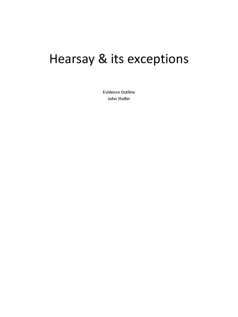 Evidence - Hearsay ToC | PDF | Hearsay | Testimony
