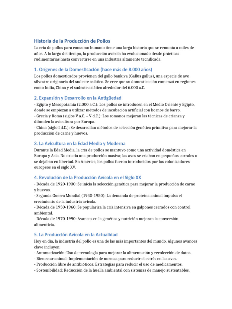 Orígenes y Evolución del Pollo | PDF | Pollo | Avicultura
