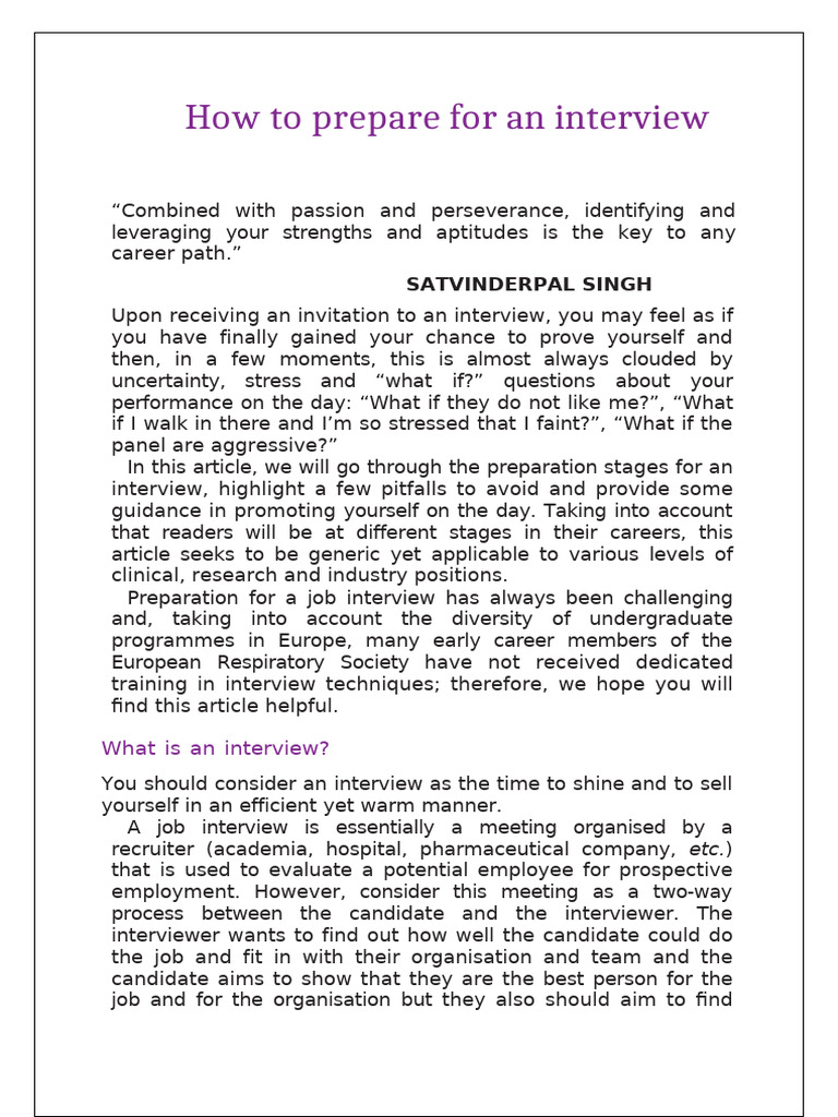 Interview Preparation Guide | PDF | Job Interview