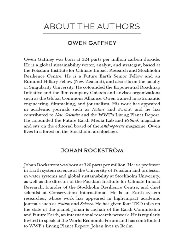 Profiles of Climate Experts Gaffney & Rockström | PDF