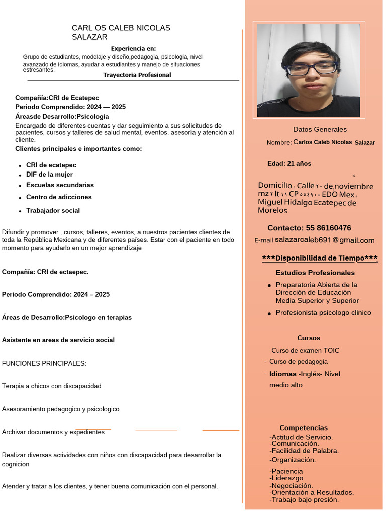 CV Carlos Caleb - PDF - 20250917 - 154058 - 0000 | PDF | Sicología ...