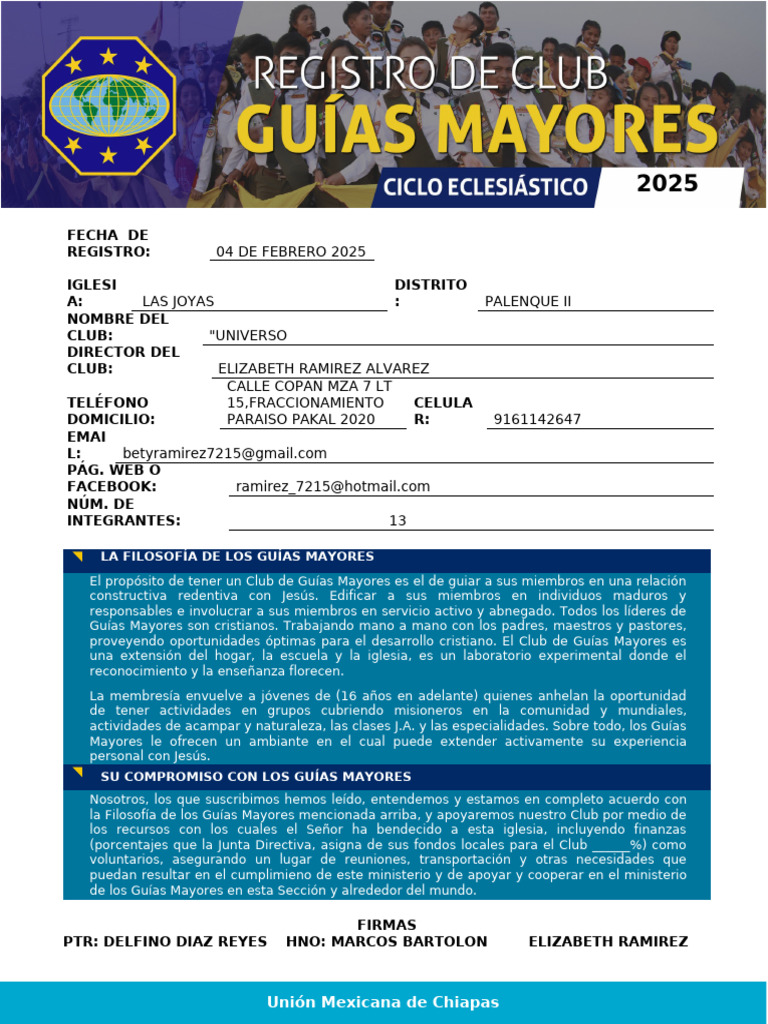 Registro de Club Guias Mayores 2025 | PDF