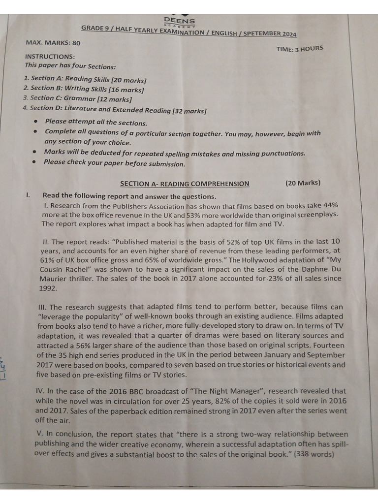 SA1 - Grade 9 - English | PDF