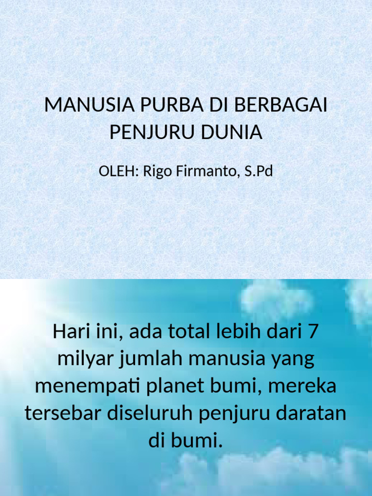 Manusia Purba Di Berbagai Penjuru Dunia | PDF