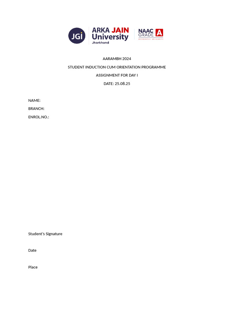 Assignment Format - B.TCH and M.TCH Sip | PDF