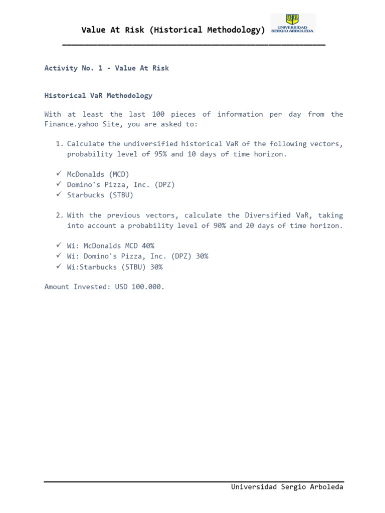 Activity No. 1 Historical VaR | PDF