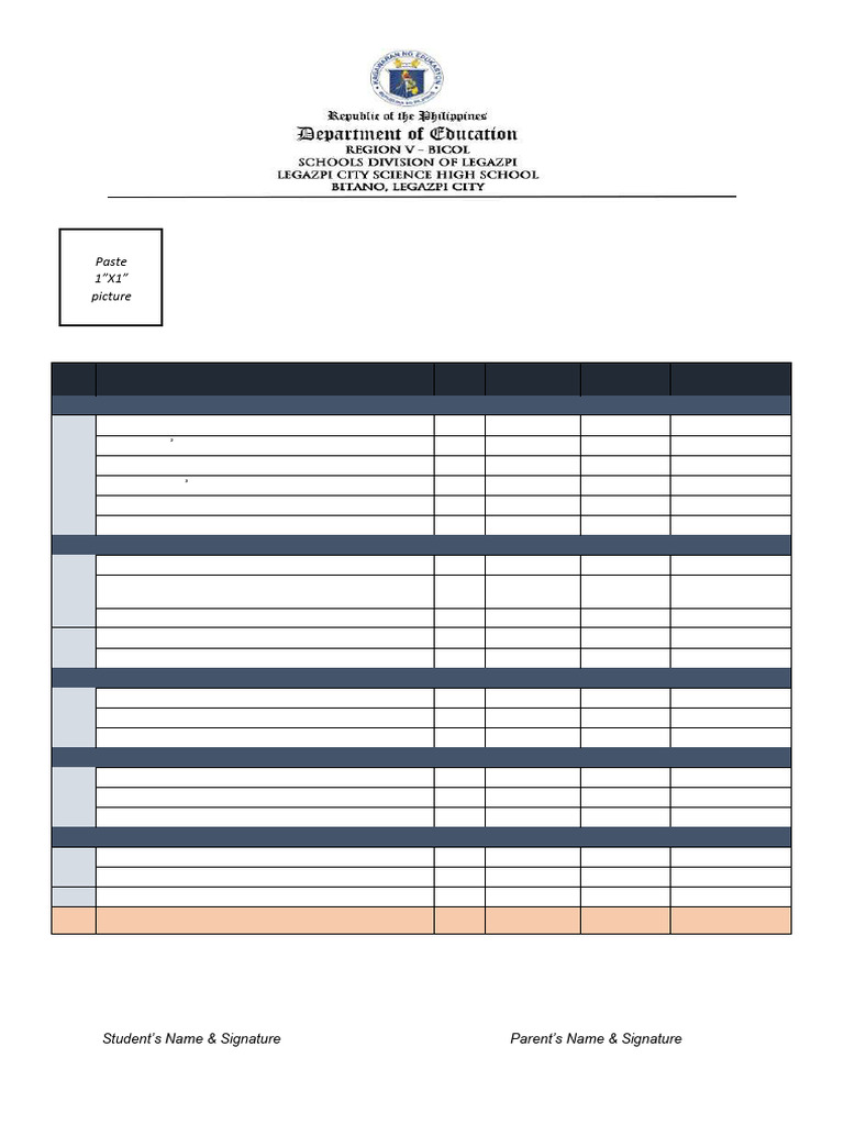 Science 10 Record Sheet S.Y. 2025-2026 | PDF