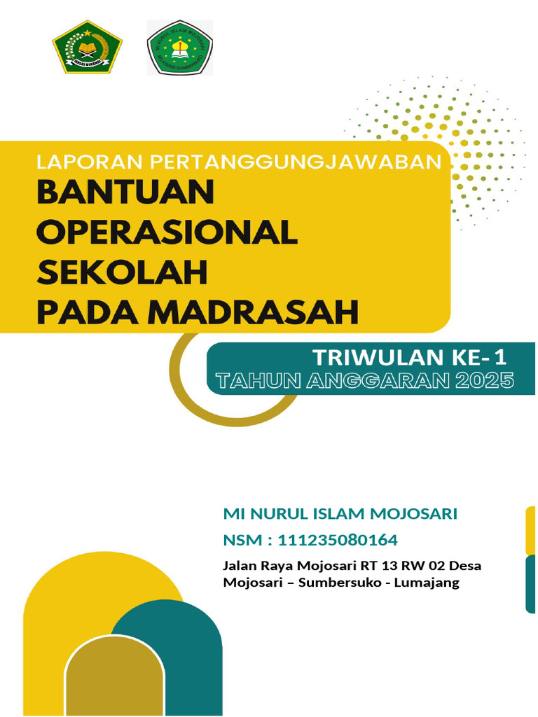 Contoh Cover LPJ BOS Madrasah | PDF