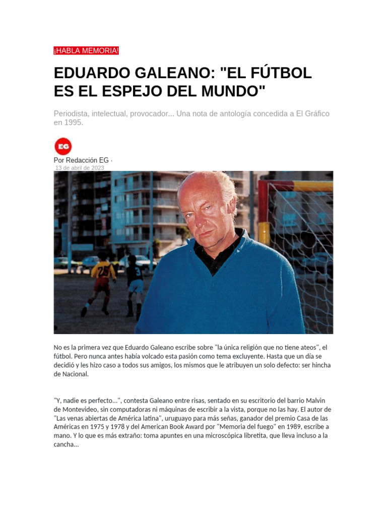 Galeano: El Fútbol como Espejo del Mundo | PDF | Diego Maradona