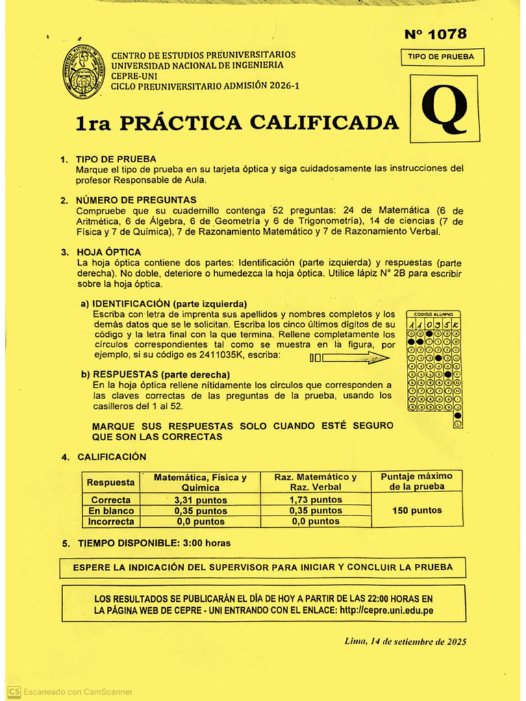 Cepreuni 1 PC 2026 I | PDF
