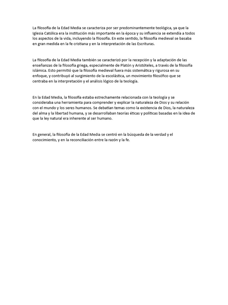 La Filosofía de La Edad Media Se Caracteriza Por Ser Predominantemente ...