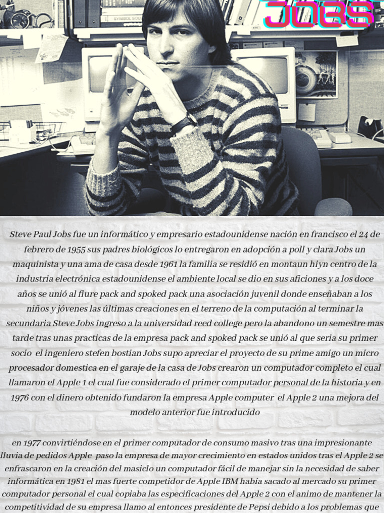 Steve Paul Jobs Fue Un Informático y Empresario Estadounidense Nación ...